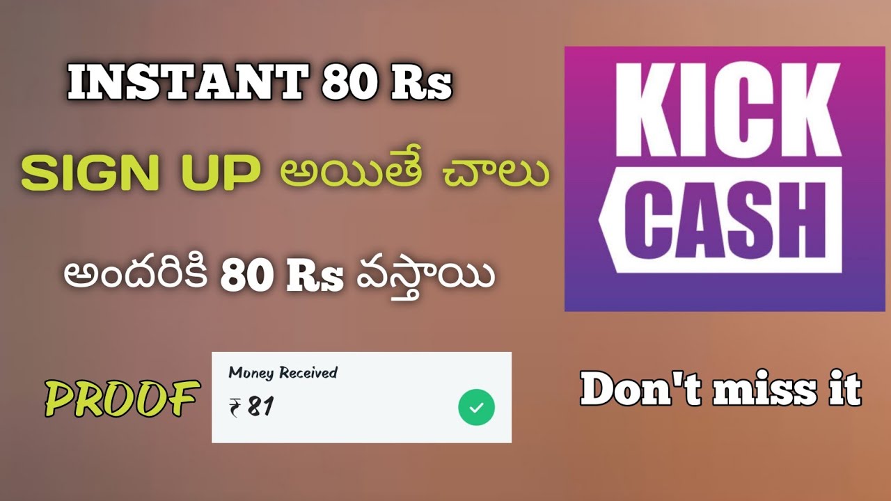 Instant 80 Rs |kick cash apk|naresh tech in telugu| - YouTube