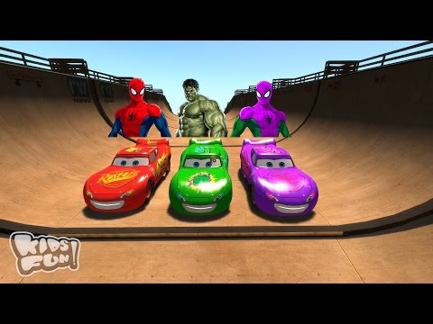 HULK & Spiderman Colors with Custom Disney Lightning McQueen Cars - YouTube
