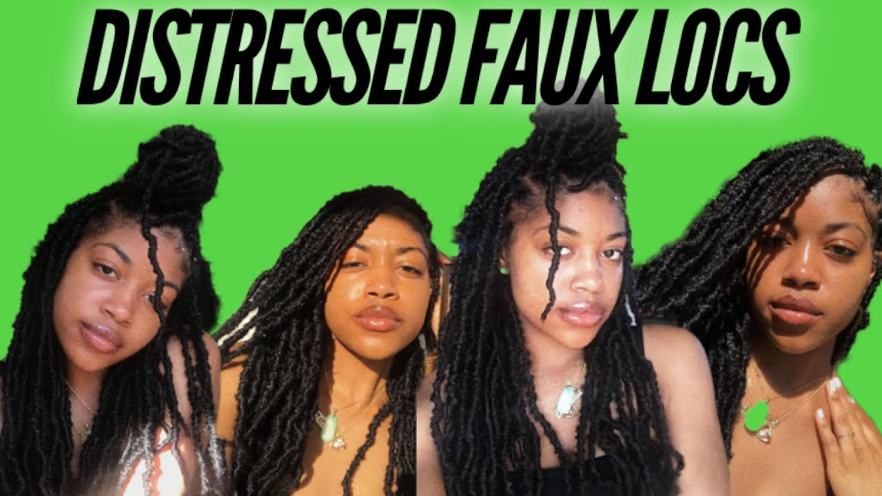 Triangle Part Distressed Faux Locs on a TWA - YouTube