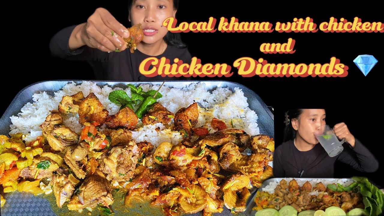 Local khana with Chicken curry pangra and chicken Diamonds 💎 @SanamRai ...