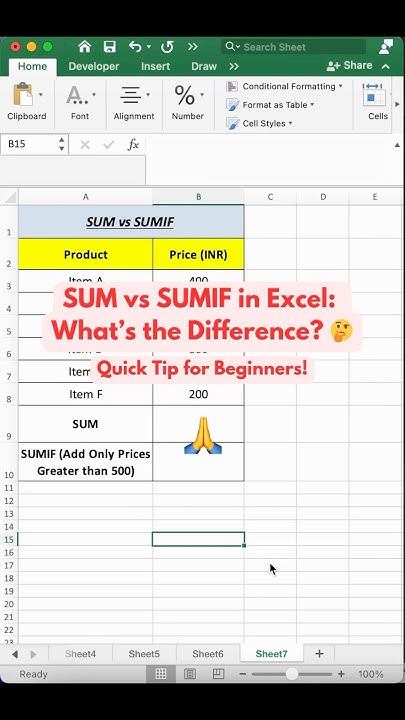 SUM or SUMIF? Which One Do You Really Need? 🔍 | Excel Tips #excel #excelshorts - YouTube