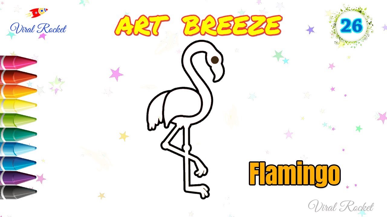 Flamingo Drawing for Kids | Flamingo Bird Colouring for children| Art ...