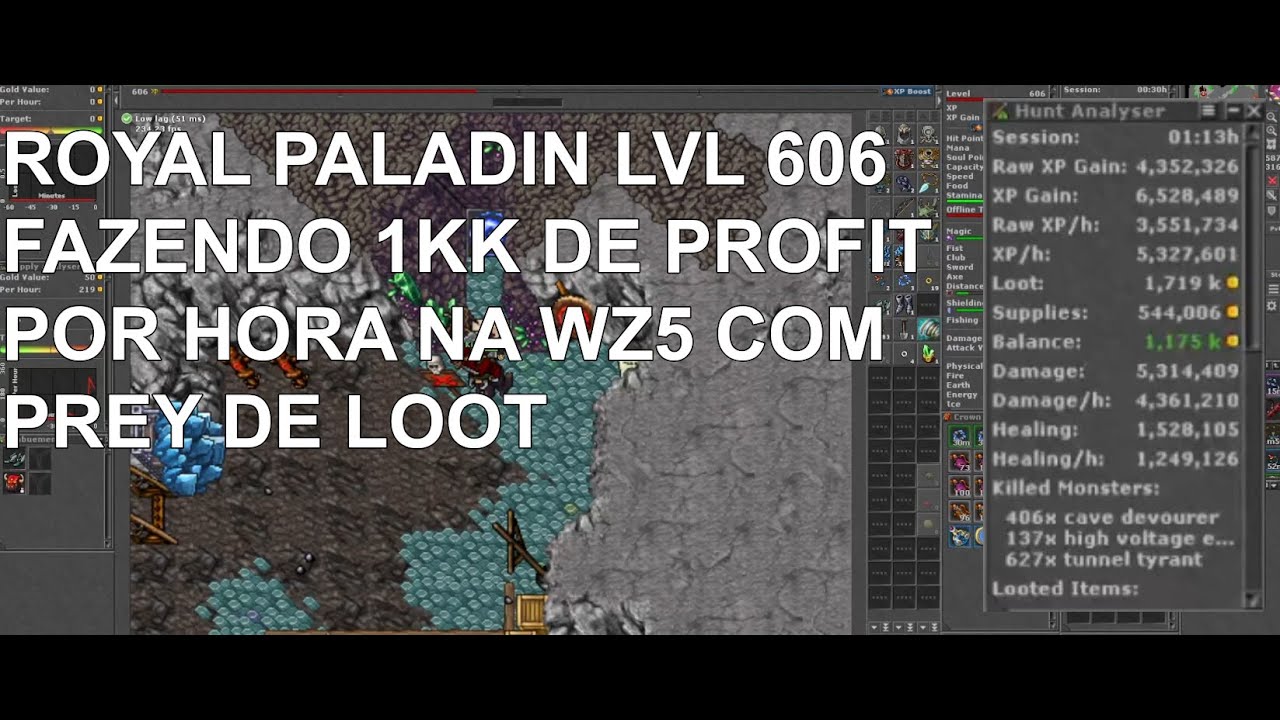 HUNT WZ5 COM PREY DE LOOT || ROYAL PALADIN LVL 600+ #tibiagame #paladin ...