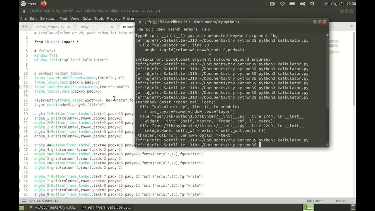 membuat kalkulator tkinter pyhton part 1 - YouTube