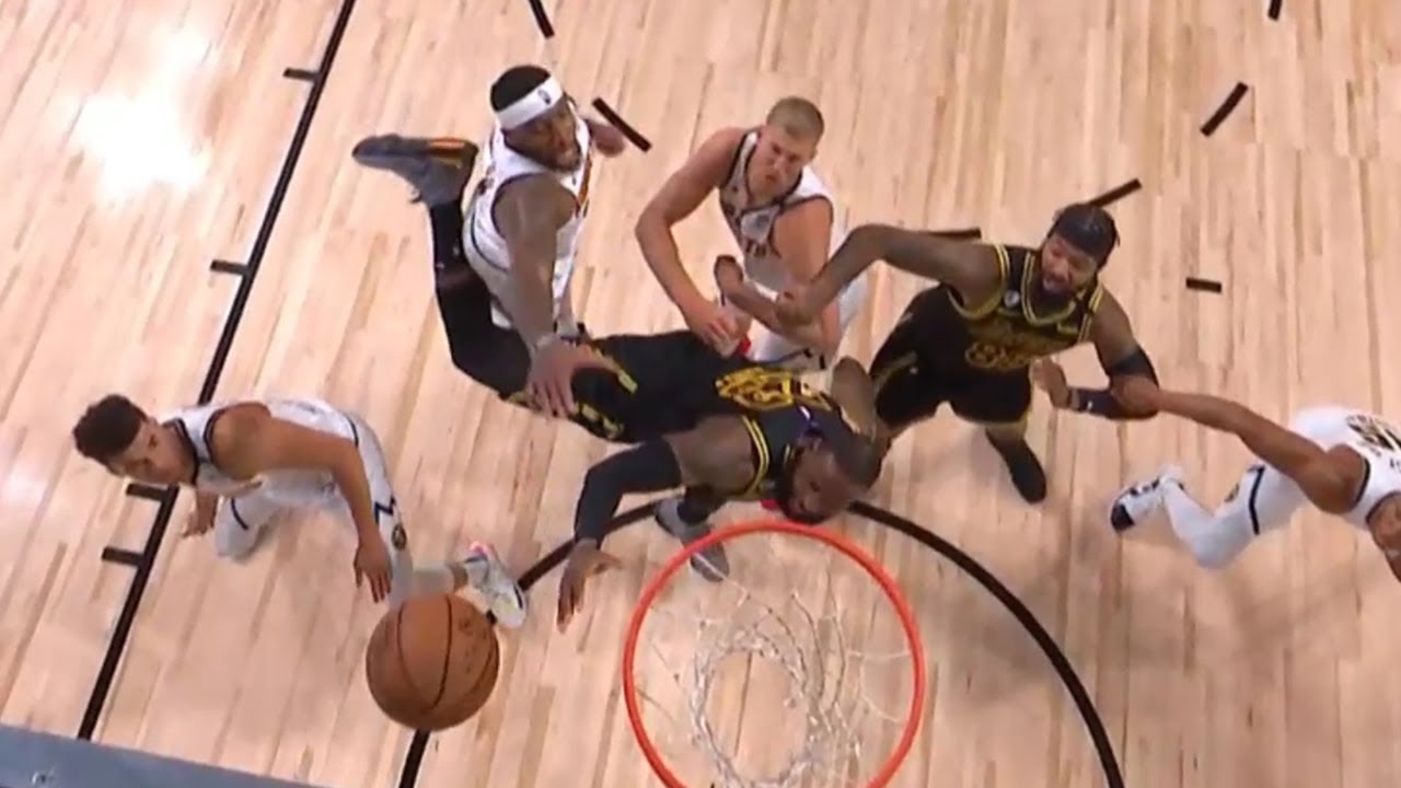 LeBron James with the fake pass and makes the and 1 | Game 2 | Lakers ...