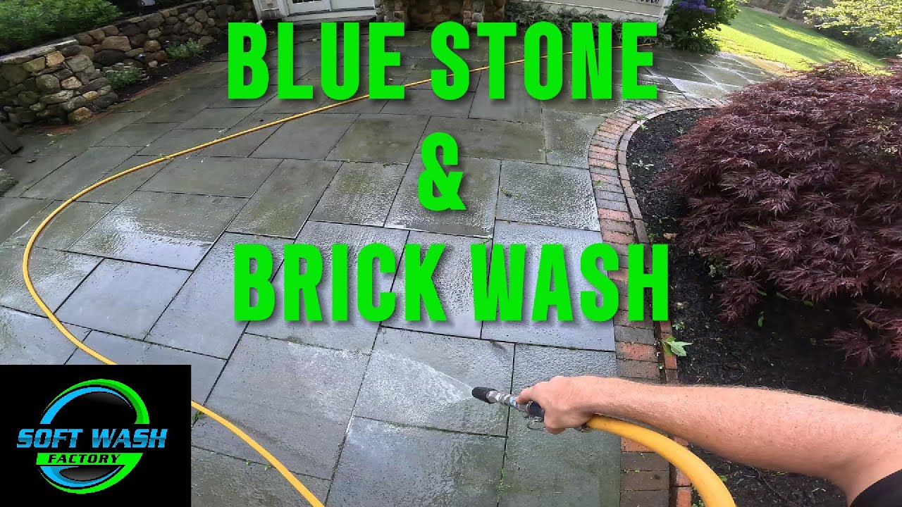 Soft Washing a Blue Stone & Brick Patio w/ All NEW SS Adjustable Nozzle ...