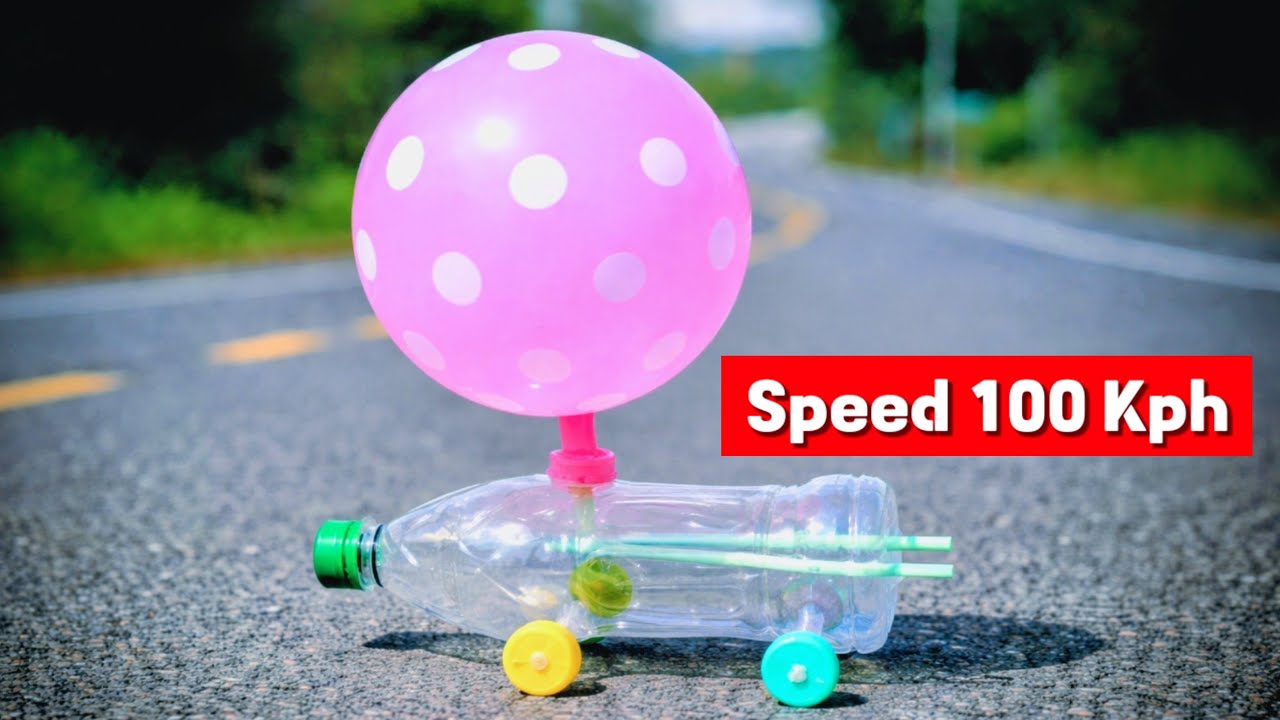 Balloon Powered Car Using Bottle & Straw | Easy Science Project # ...