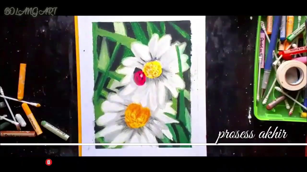 MENGGAMBAR BUNGA DENGAN CRAYON|| how to drawing flowers with oil ...