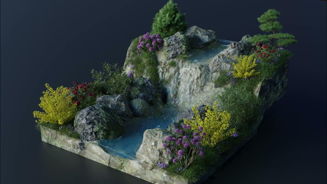 Waterfall using Blender - YouTube