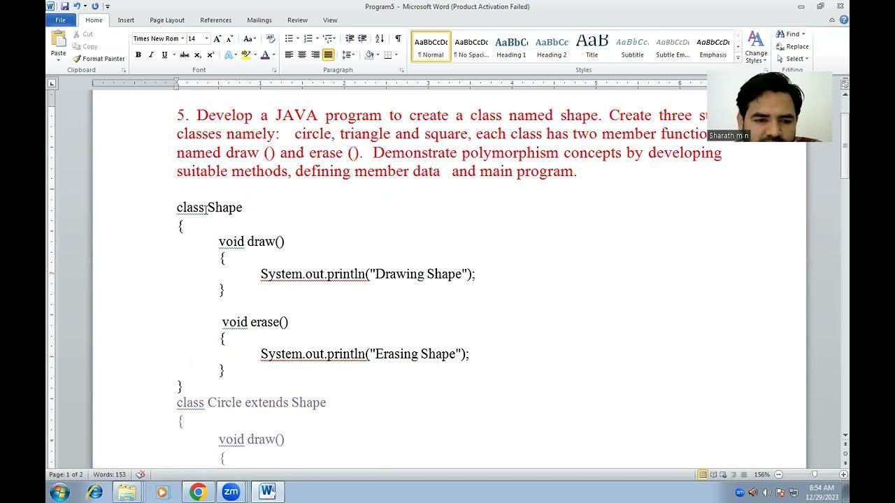 Object oriented programming with JAVA (BCS306A) Program 4 - YouTube