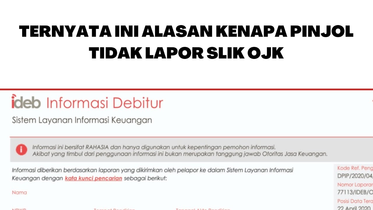 KENAPA PINJOL TIDAK LAPOR SLIK OJK? - YouTube