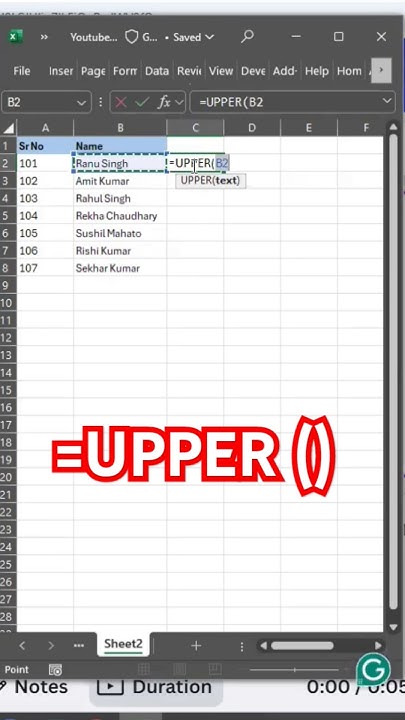 How to use UPPER in excel | UPPER | Excel | Formula | vlookup in excel #excel #formula #shorts # ...