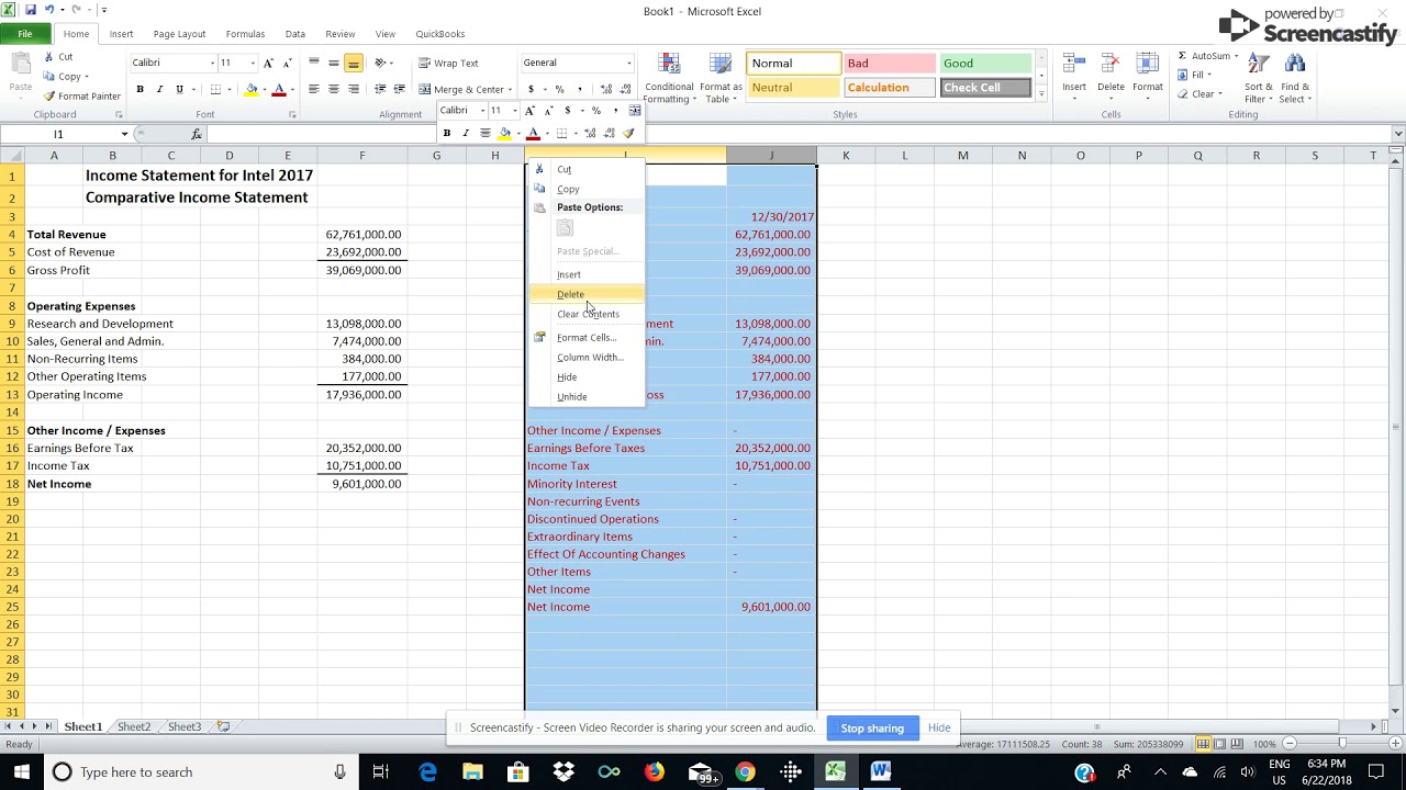 Editing Income Statement / Cut-and-Paste to a Word Doc - YouTube