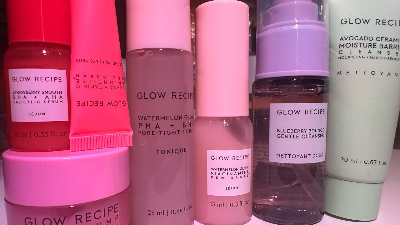 GLOW RECIPE SKINCARE ROUTINE | cleanser, toner, serums, moisturizer ...