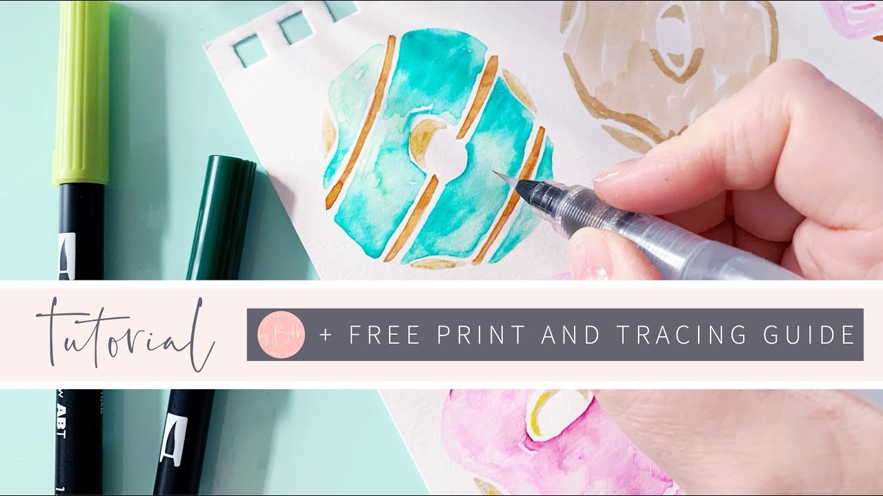 Watercolor Donut Tutorial | Tombow Watercolour Tutorial - YouTube