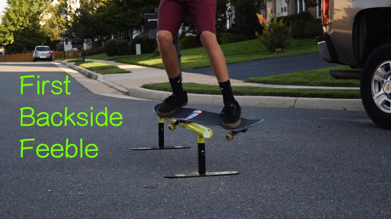 my first backside feeble grind - YouTube