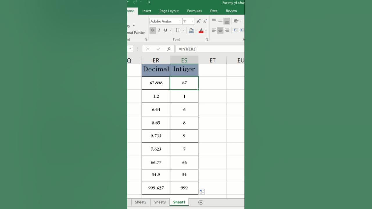How to convert decimal to integer. #excelformula @skcomputerexcelshort8700 - YouTube