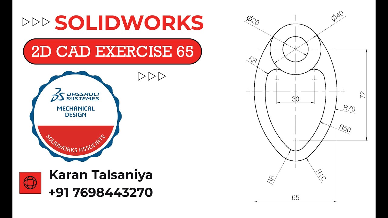 2D CAD EXERCISES 65 IN SOLIDWORKS - YouTube