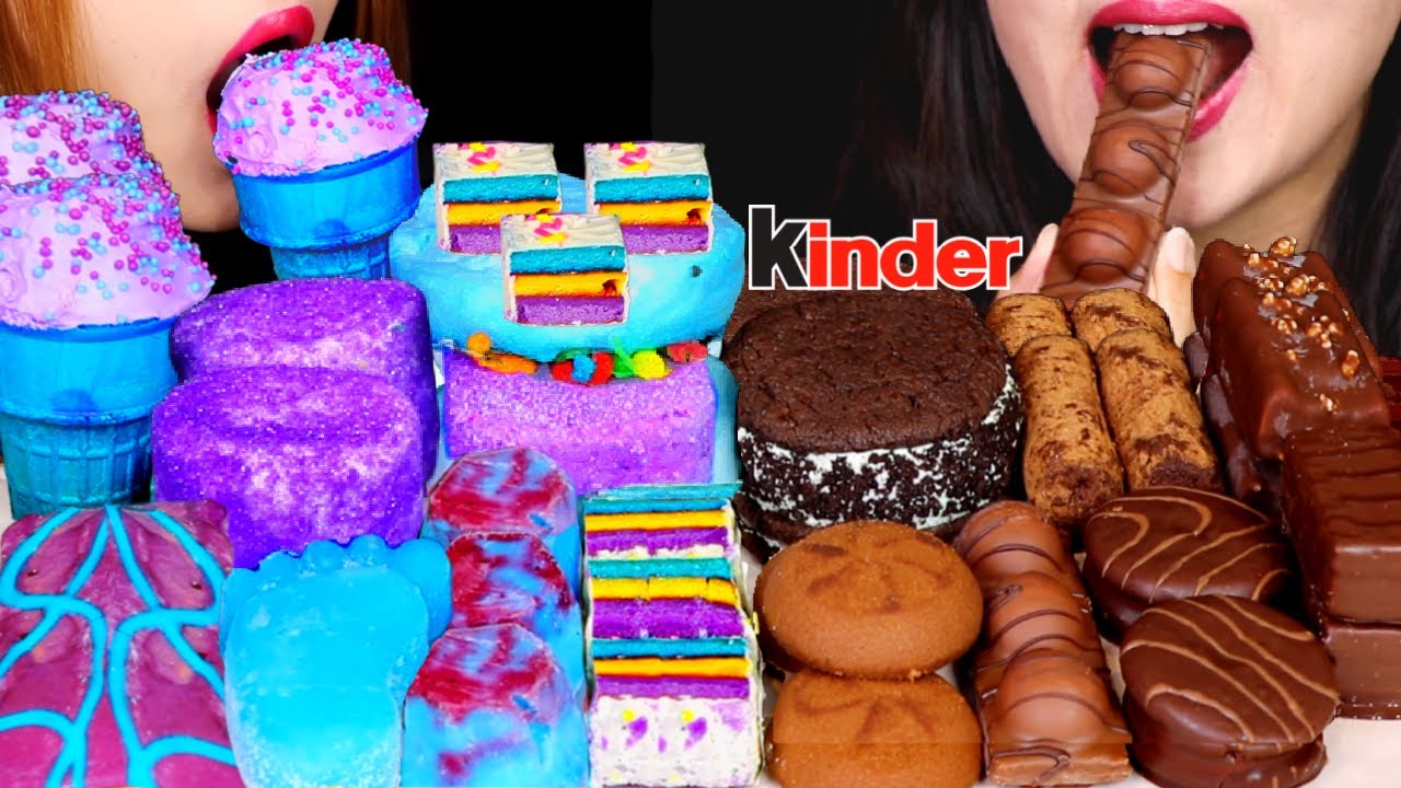 ASMR COTTON CANDY ICE CREAM SANDWICH, RAINBOW CAKE BITE, POPTART ...