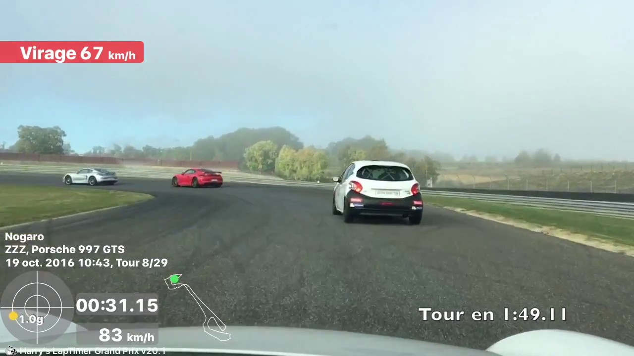 PORSCHE 997 GTS NOGARO Track Day club ASA 19 Octobre 2016 tour en 1:49 ...