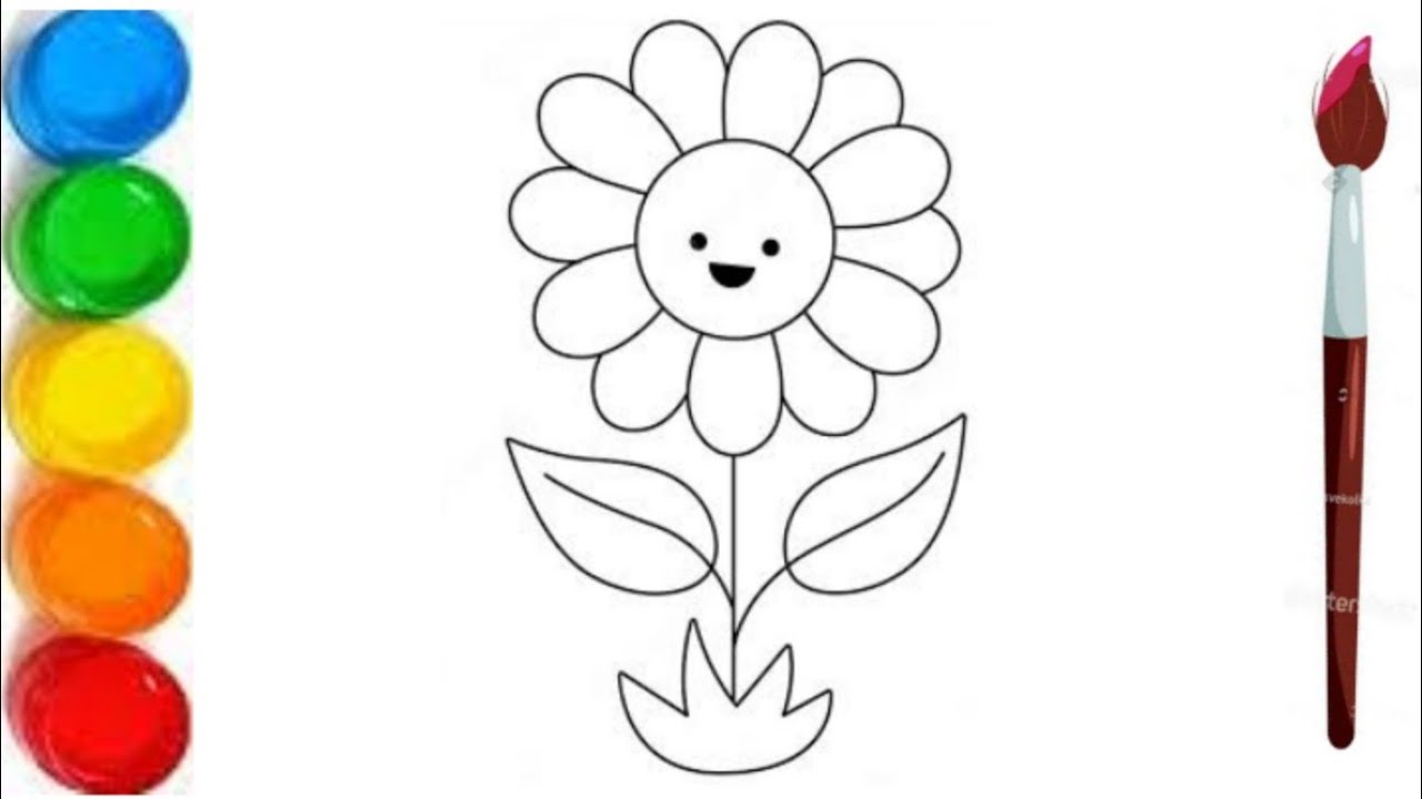 How to draw Sunflower. Cute sunflower painting, colours. - YouTube