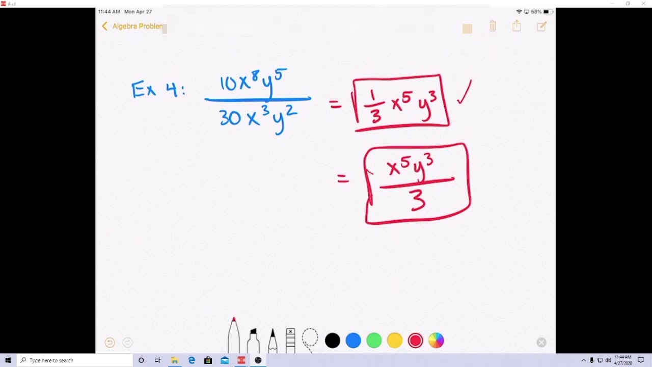 Algebra 1 Exponent Rules Review and the Negative Exponent Rule - YouTube