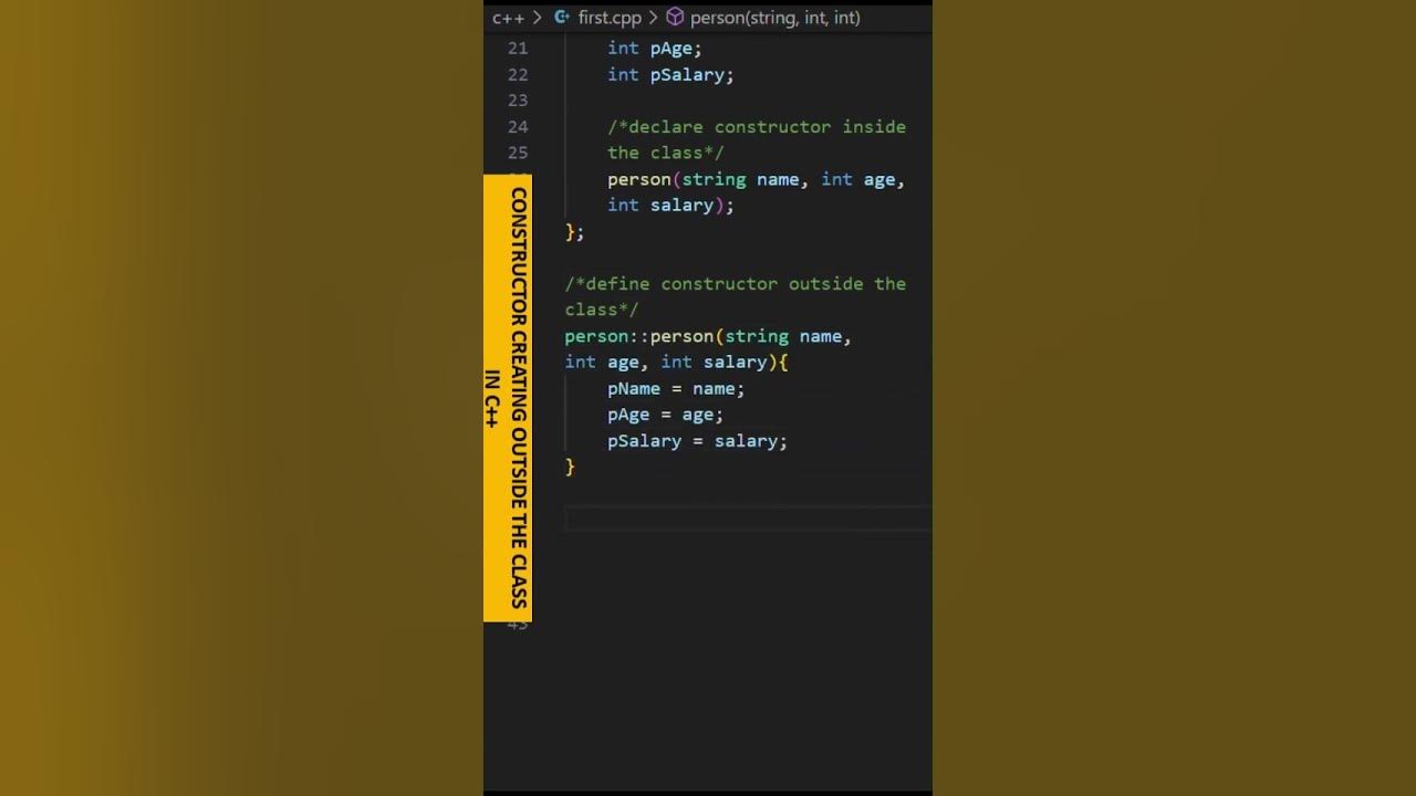 create constructor outside the class in c++@ensolutions5210 - YouTube