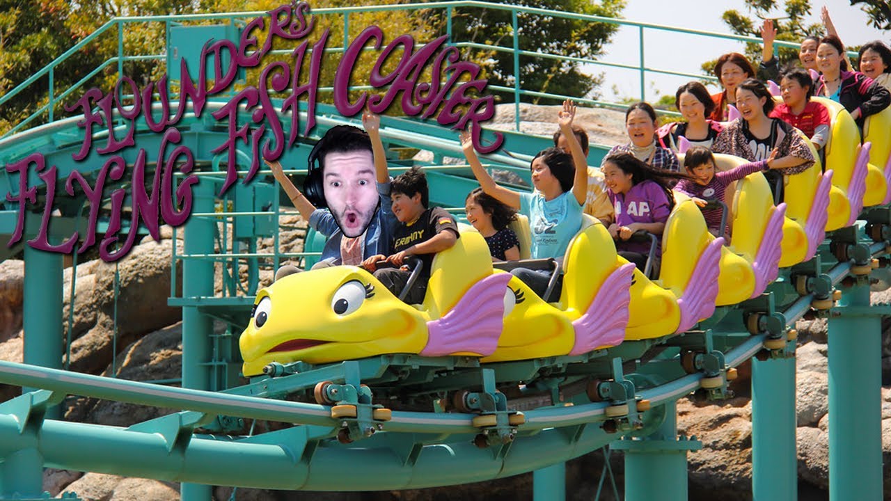 Flounder's Flying Fish Roller Coaster Full Night Ride - YouTube