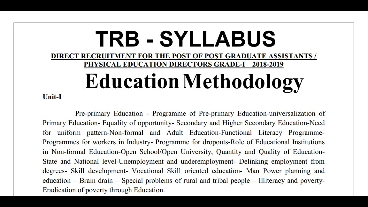 TRB SYLLABUS FOR Education Methodology - YouTube