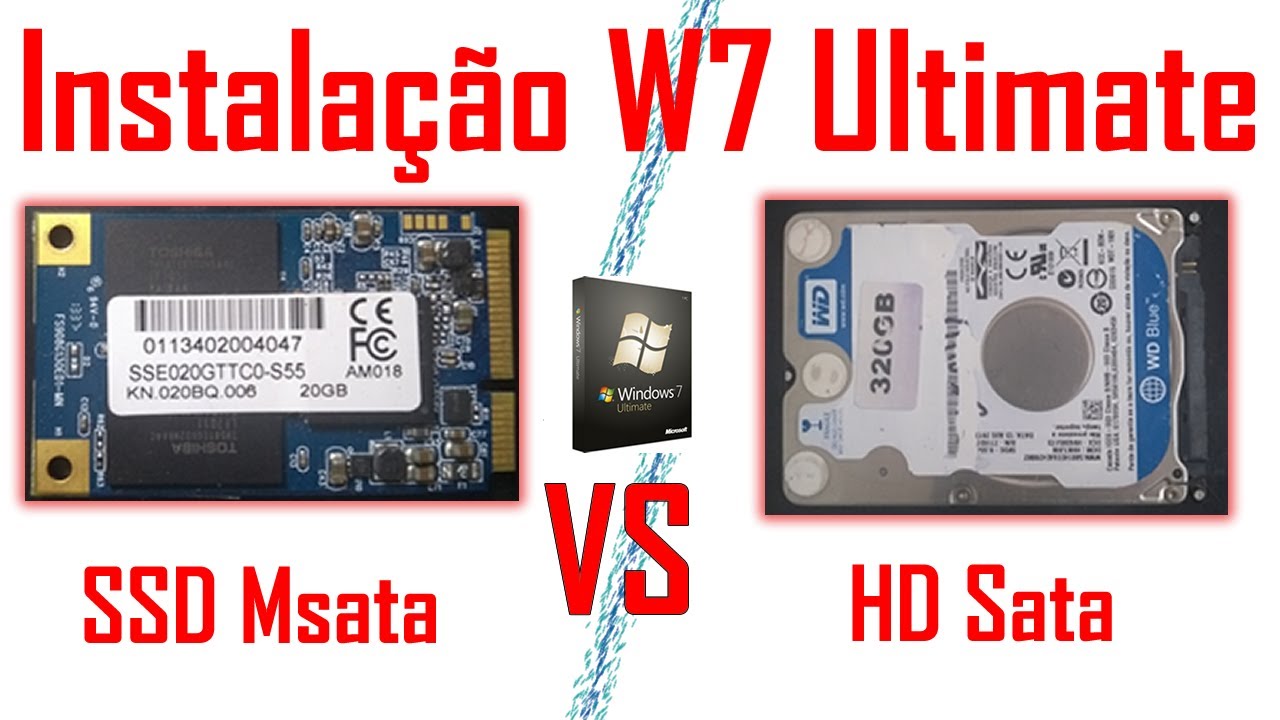 Comparativo SSD Msata vs HD sata na instalação do windows 7 - YouTube