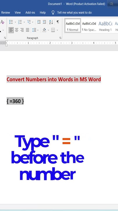 👉Tricks 1. Convert Numbers into Words in MS Word #youtubeshorts #shorts ...