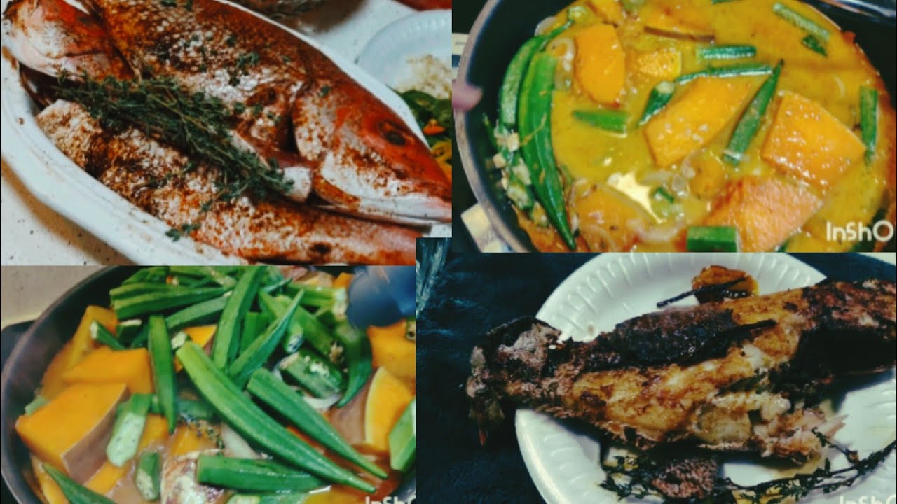FRIED & STEAMED RED SNAPPER FISH/FRESH PUMPKIN, OKRA - YouTube