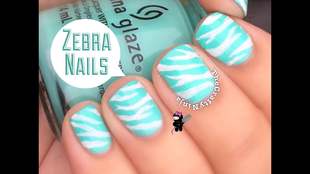Zebra Nail Art Tutorial by The Crafty Ninja - YouTube