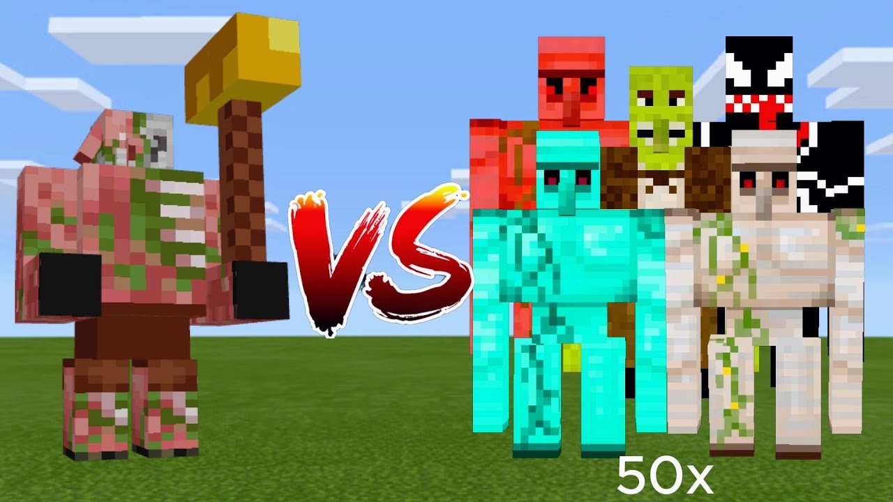 Piglin the Mutant Zombies vs 50 Golems |Mob Battle in Minecraft| - YouTube