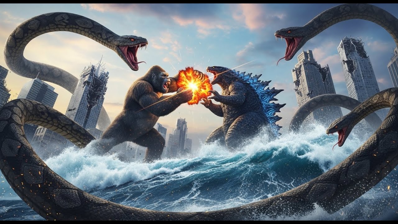 must king kong and godzilla vs giant python snakes clash of titans at ...