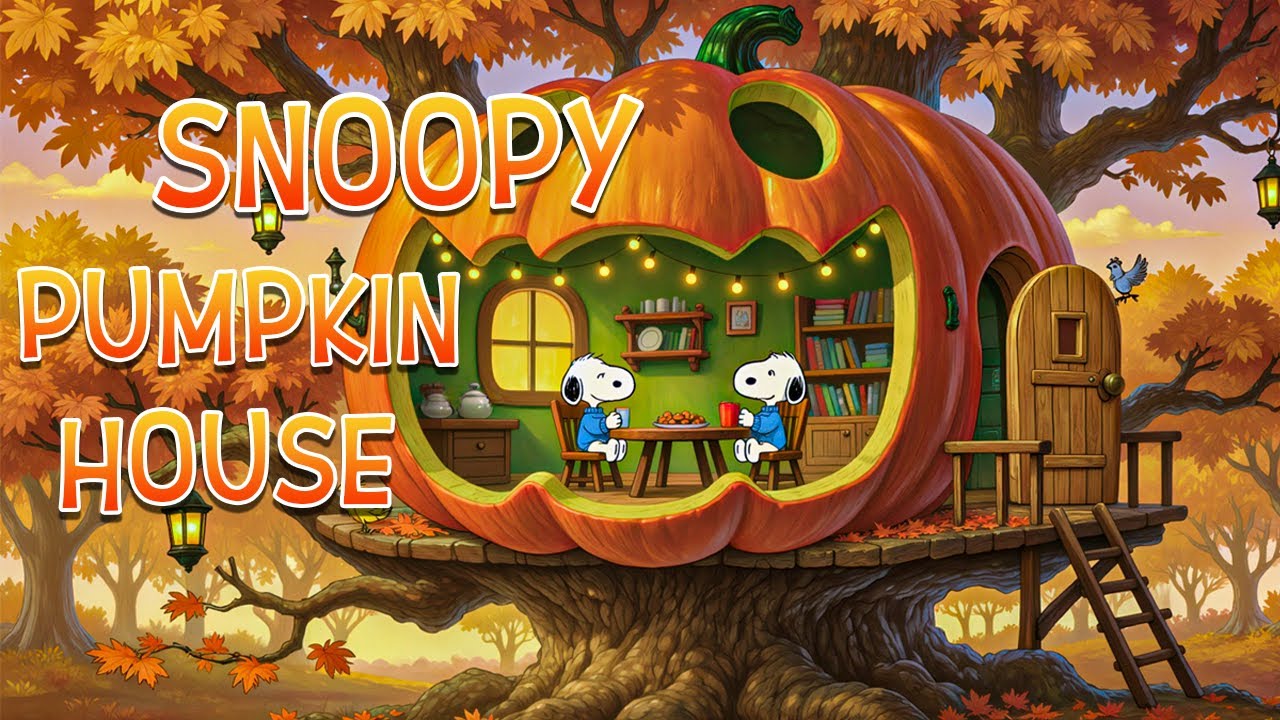 Snoopy’s Pumpkin Cabin 🎃 | Cozy Autumn Jazz for Relaxing, Studying ...