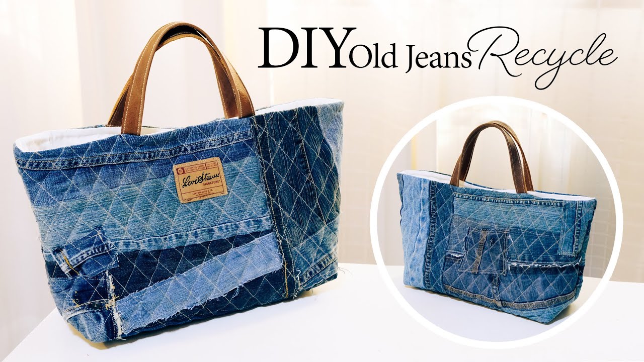 DIY Old Jeans Recycle Tote Bag , Denim Reuse | Tutorial (ep181) - YouTube