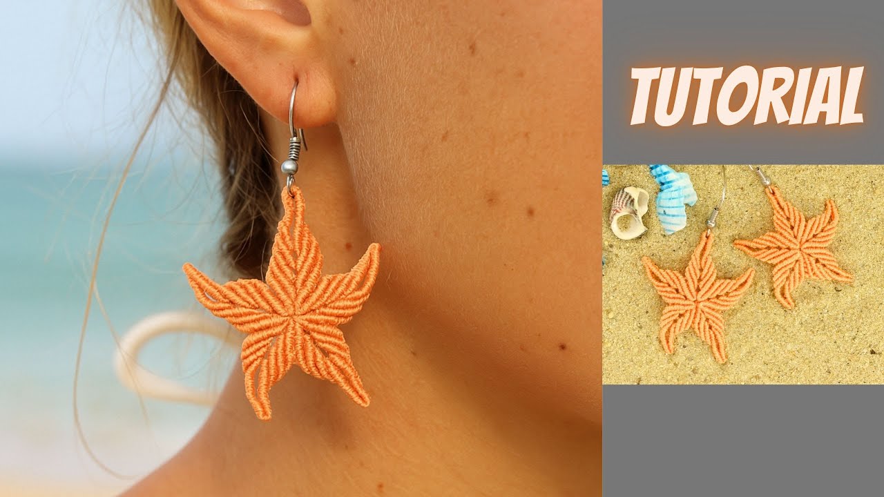 How to make micro macrame starfish, DIY macrame summer jewelry - YouTube