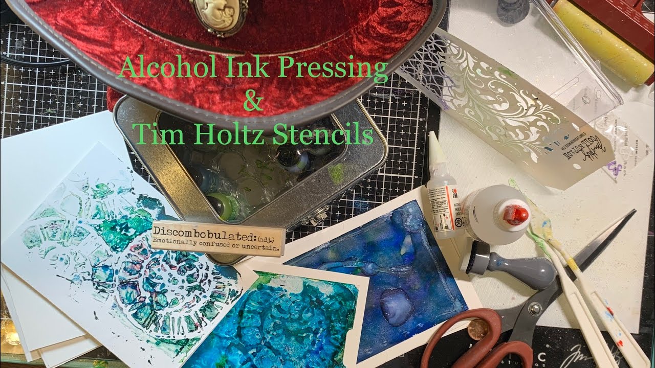 Alcohol Ink Press & Tim Holtz Stencil - YouTube