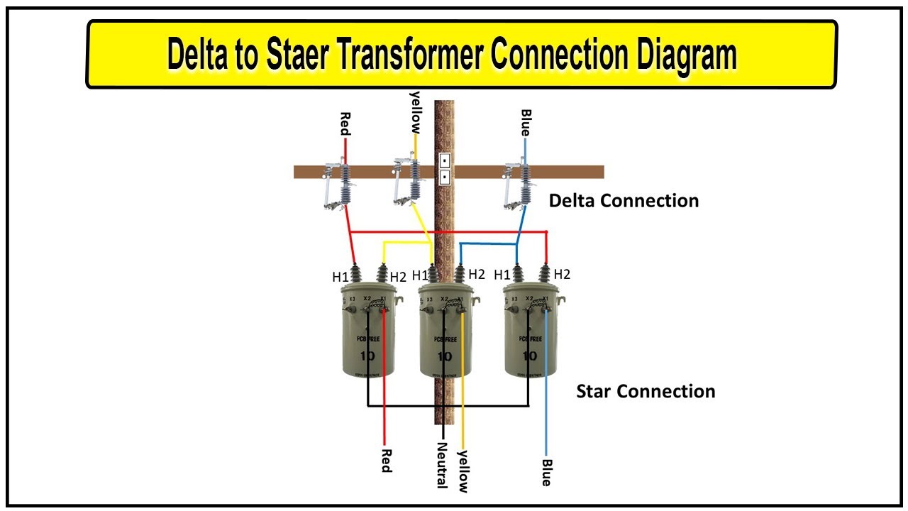 Delta to star transformer connection | transformer - YouTube