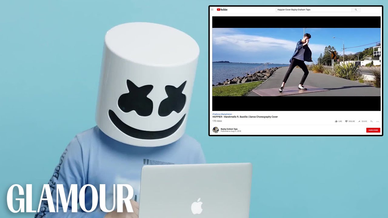 Marshmello Watches Fan Covers On YouTube | Glamour - YouTube