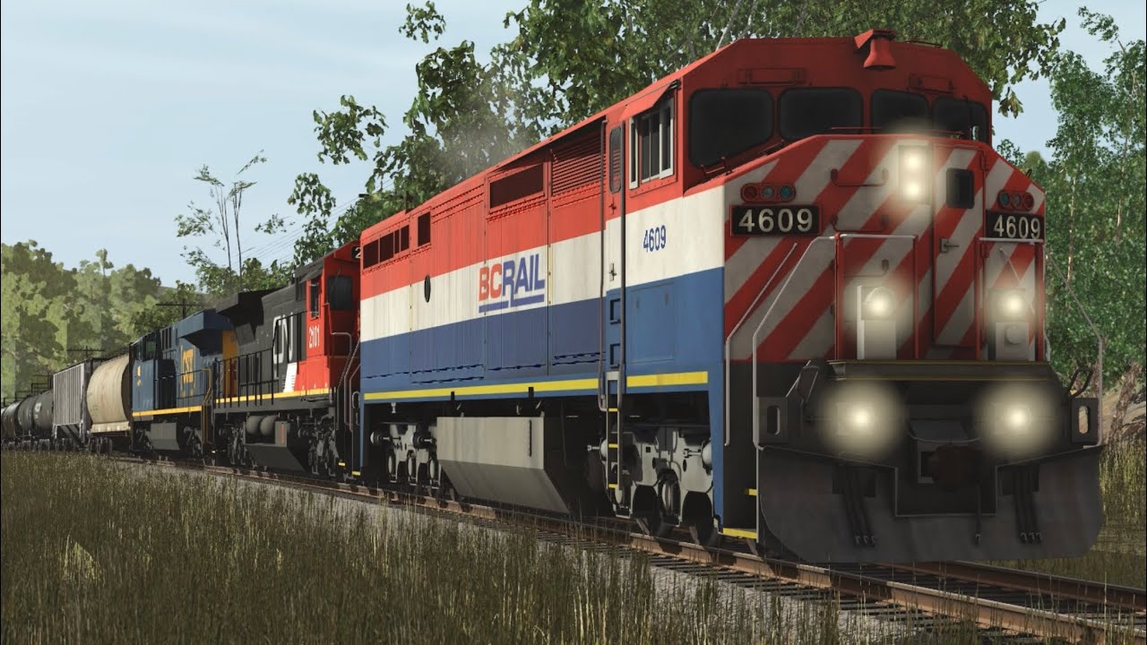 Trainz 2019: CSX K649 w/ BC Rail C40-8M Cowl Unit / C&O Hinton Division - YouTube