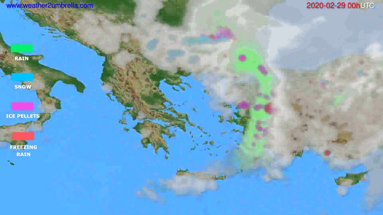 Precipitation forecast Greece // modelrun: 00h UTC 2020-02-28 - YouTube