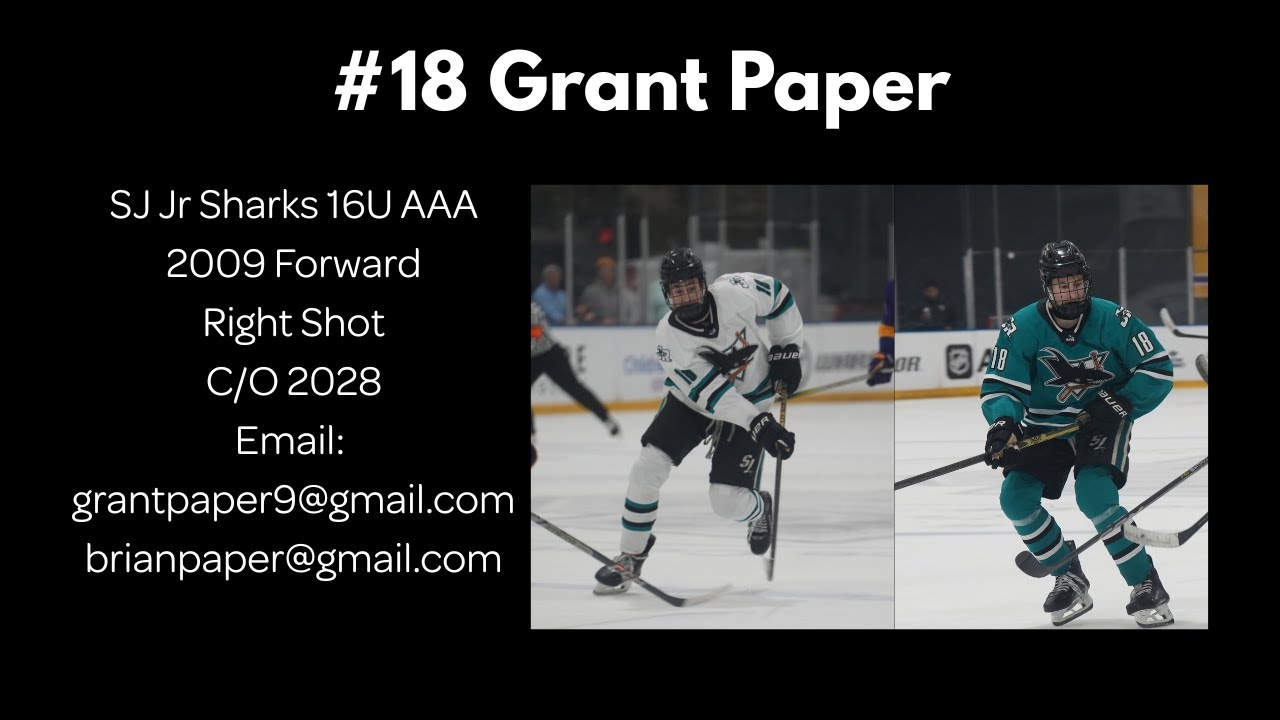 Grant Paper #18 I 2009 Forward I SJ Jr. Sharks 16U AAA - YouTube