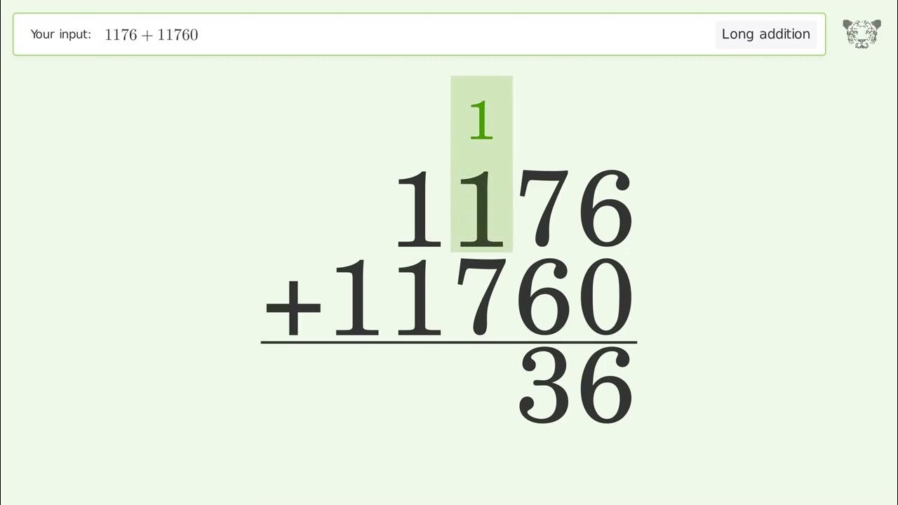 Long addition: Solve 1176+11760 step-by-step solution - YouTube