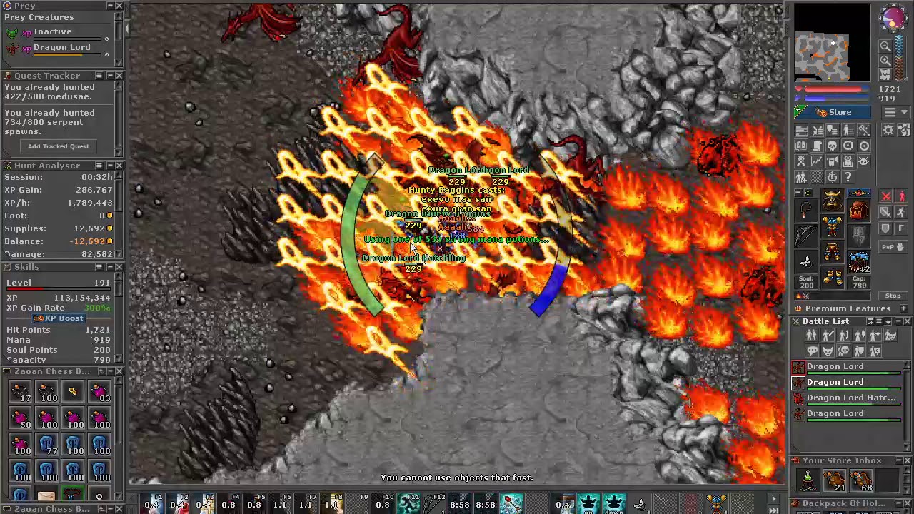 Tibia - RP 190 DL fenrock hunt, diamond arrows - YouTube