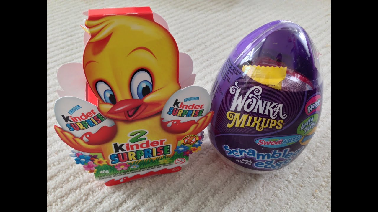 Two Kinder Surprises and a Giant Wonka Candy Egg! - YouTube