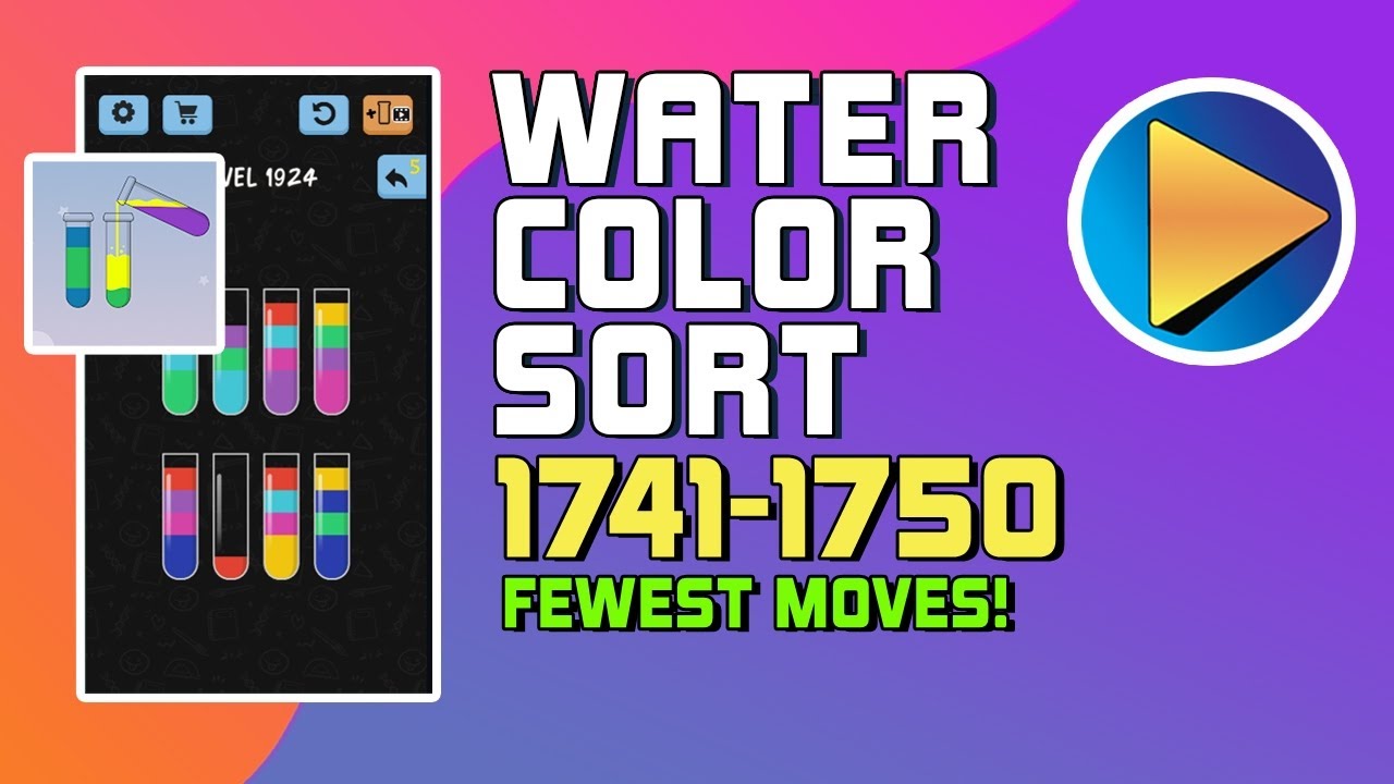 Water Color Sort Levels 1741 to 1750 Walkthrough [Fewest Moves!] - YouTube