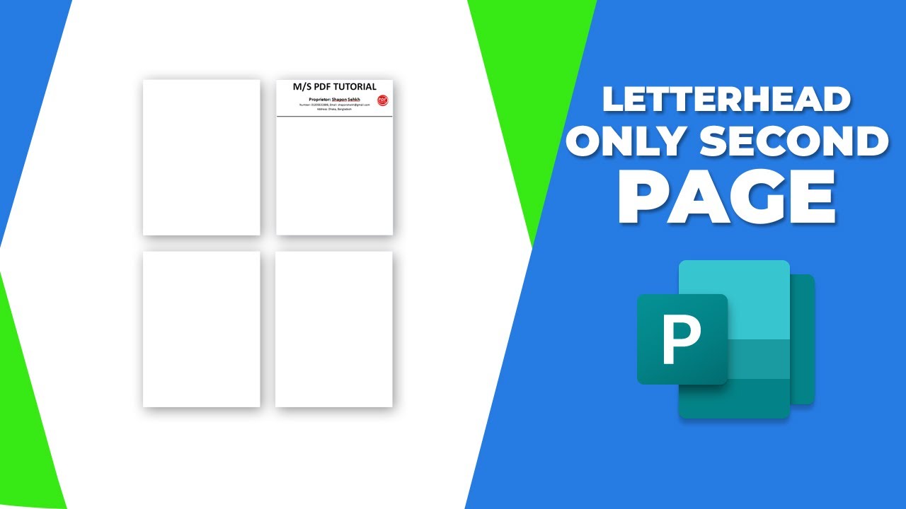How to insert a letterhead only second page in Publisher - YouTube
