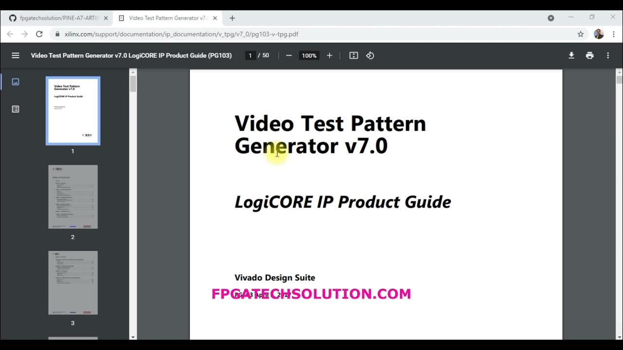 VIDEO TEST PATTERN GENERATOR (VTPG) ON ARTIX7 FPGA - YouTube